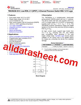 TMUX6236 Datasheet PDF Texas Instruments