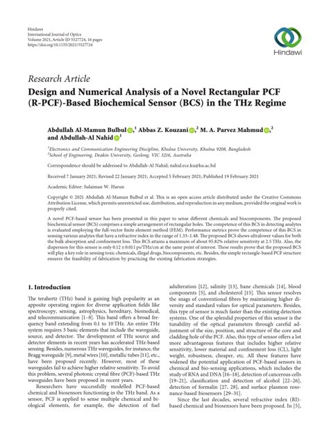 Pdf Design And Numerical Analysis Of A Novel Rectangular Pcf R Pcf