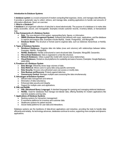 Introduction To Database Systems Pdf Databases No Sql