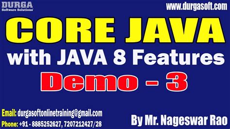 Core Java With Java 8 Features Tutorials Demo 3 By Mr Nageswar Rao On 14 03 2025 6pm