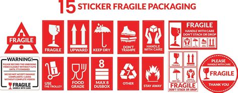 Packaging Or Fragile Stickers Editable Shipping Stamps Vector Illustration Fragile Label