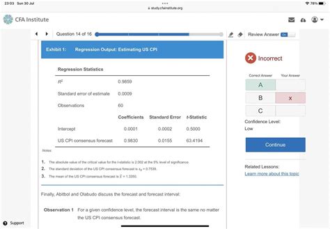 T Statistic On Regression Output Table R Cfa