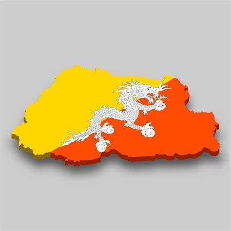 3d Isometric Map Of Bhutan With National Flag Bhutan Map With Density