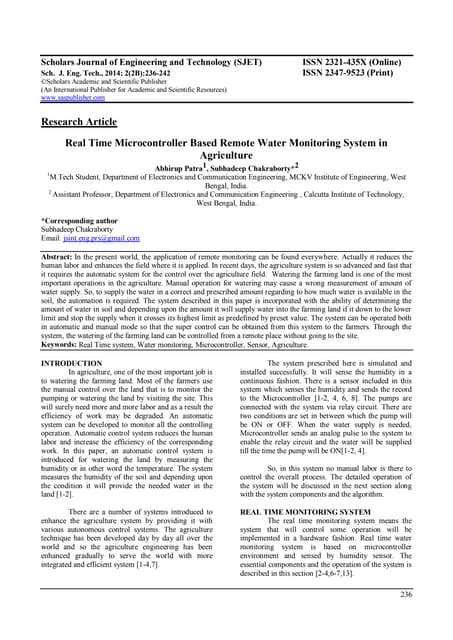 Real Time Microcontroller Based Remote Water Monitoring System In