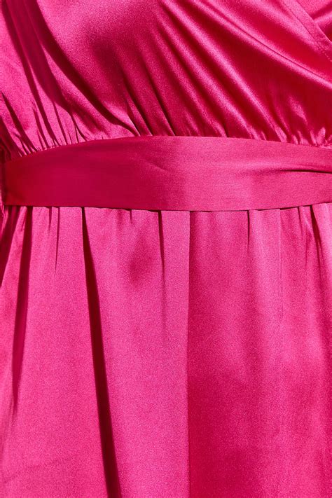 Yours Plus Size Pink Satin Wrap Dress Yours Clothing