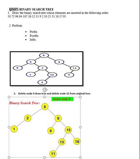 solved qnot binary search tree 1 draw the binary search