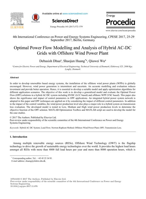 Pdf Optimal Power Flow Modelling And Analysis Of Hybrid Ac Dc Grids With Offshore Wind Power Plant