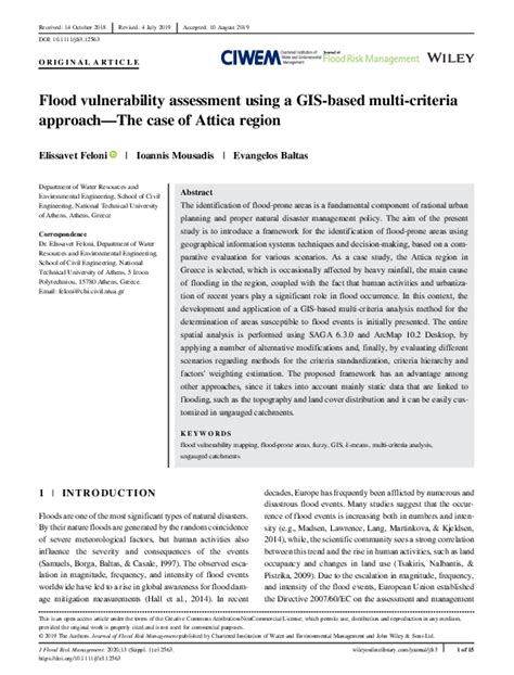 Pdf Flood Vulnerability Assessment Using A Gis‐based Multi‐criteria