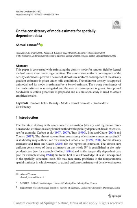 on the consistency of mode estimate for spatially dependent data