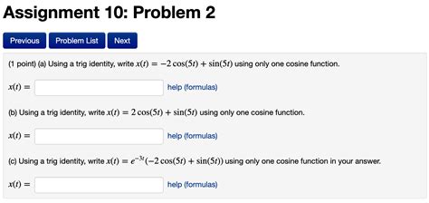solved assignment 10 problem 2 previous problem list next