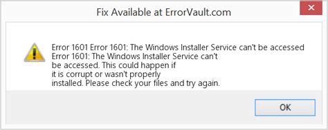 How To Fix Error 1601 Error 1601 The Windows Installer Service Cant