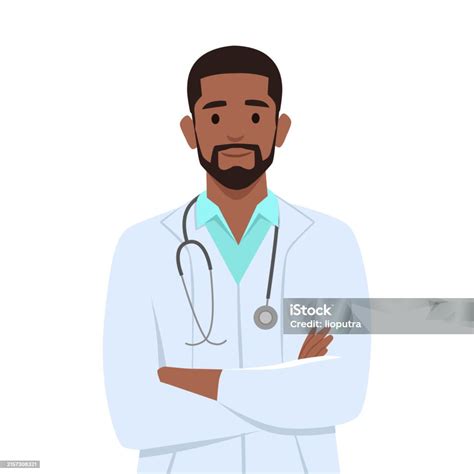 흰 의료복을 입은 젊은 의사들이 팔짱을 낀 채 서 있다 의사에 대한 스톡 벡터 아트 및 기타 이미지 의사 일러스트레이션 건강관리와 의술 Istock