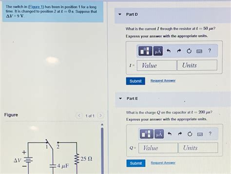 Solved The Switch In Figure 1 ﻿has Been In Position 1 ﻿for