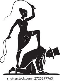 Woman Standing Over Man Whip Kneeling Stock Vector Royalty Free