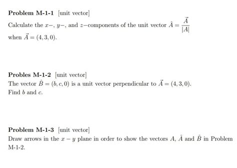 Solved Problem M 1 1 unit vector Ā Calculate the r y Chegg com