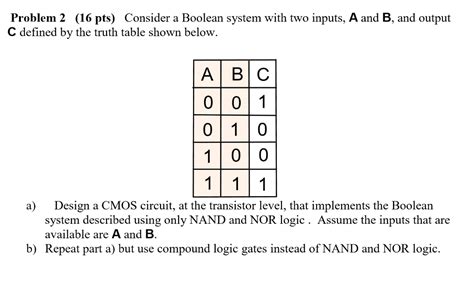 Solved Problem 2 16 Pts Consider A Boolean System With Two