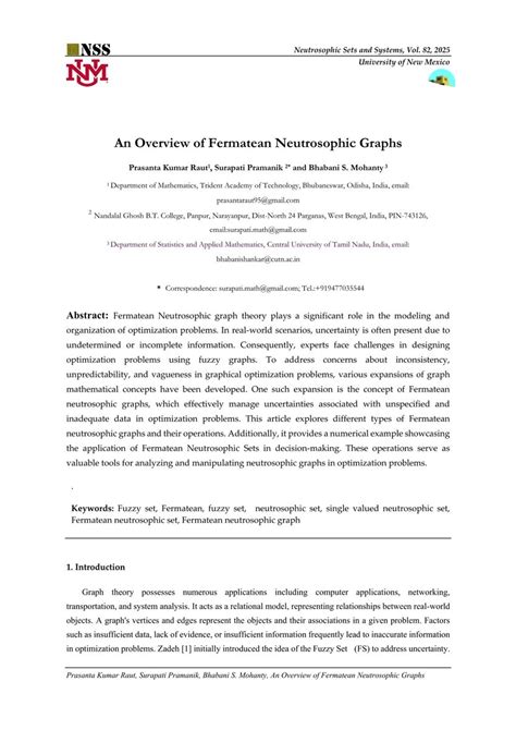 Pdf An Overview Of Fermatean Neutrosophic Graphs