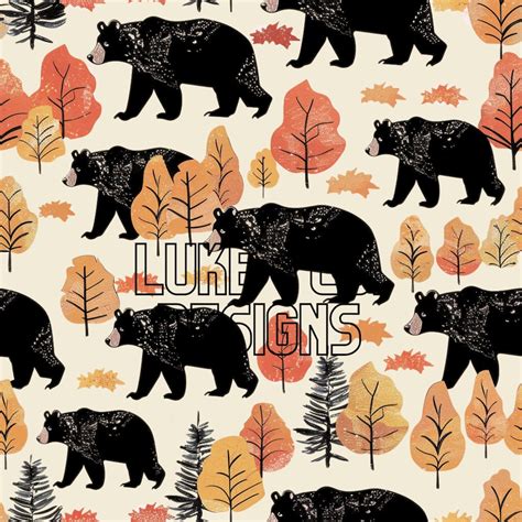 Black Bears Fall Seamless Design Etsy