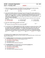 Quiz4 Sol CS 061 Computer Organization Quiz 4 Thursday 10 30 Fall