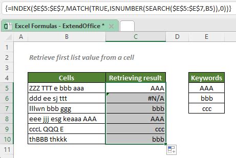 Retrieve First List Value From A Cell