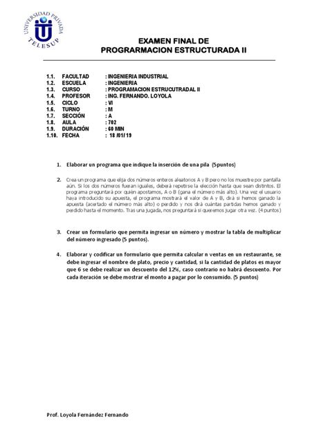 Final Exam For Structured Programming Ii Testing Stacks Random Number Games Multiplication