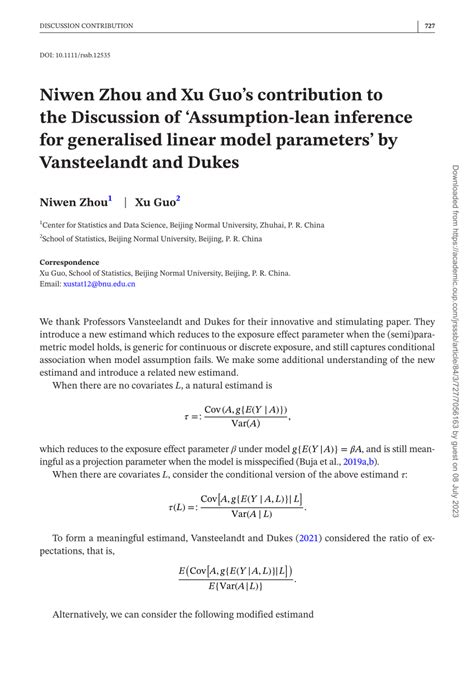 Pdf Niwen Zhou And Xu Guos Contribution To The Discussion Of