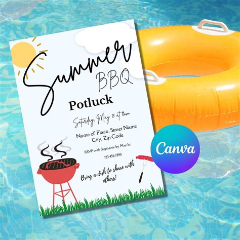 Summer Potluck Invite Template Editable Potluck Invitation Potluck Invite Potluck Invitation