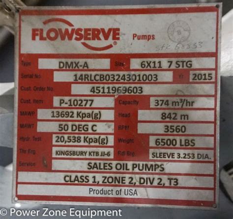 Surplus Flowserve 6x11 Dmx A Horizontal Multi Stage Centrifugal Pump
