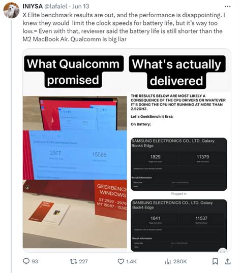 Laptop Snapdragon X Elite lộ điểm benchmark thực tế người dùng nổi giận vì hiệu năng thấp hơn