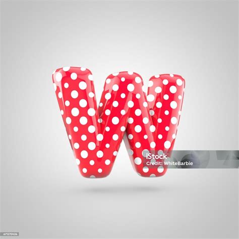 흰색 배경에 고립 된 흰색 도트 빨간색 알파벳 편지 W 소문자 0명에 대한 스톡 벡터 아트 및 기타 이미지 0명 3차원 형태 그림자 Istock