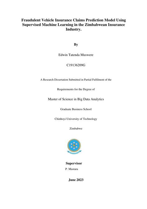 Pdf Fraudulent Vehicle Insurance Claims Prediction Model Using Supervised Machine Learning In