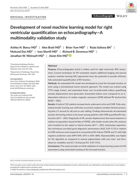 Pdf Development Of Novel Machine Learning Model For Right Ventricular Quantification On