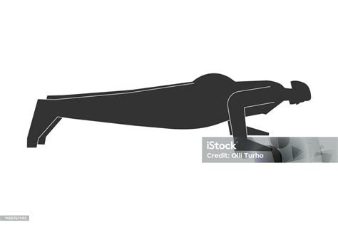 여성 캐릭터의 평평한 검은색 실루엣이 있는 벡터 격리된 그림 스포티한 여자는 요가 자세 차투랑가를 배웁니다 피트니스 운동 네 팔다리 직원 포즈 미니멀리즘 리노컷 가공의