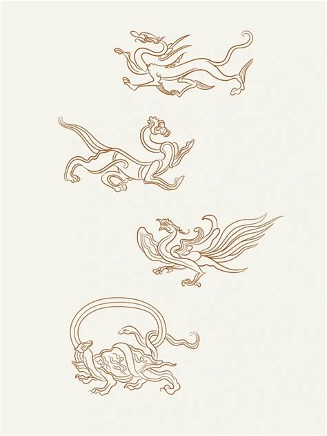 传统纹样—四神兽（青龙白虎朱雀玄武）