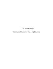 HW8 Solutions Pdf EET 121 SPRING 2021 Homework 8 Chapter 9 And 10 Solutions Problem 1 The