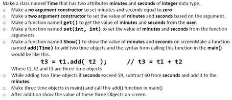 Solved Make A Class Named Time That Has Two Attributes