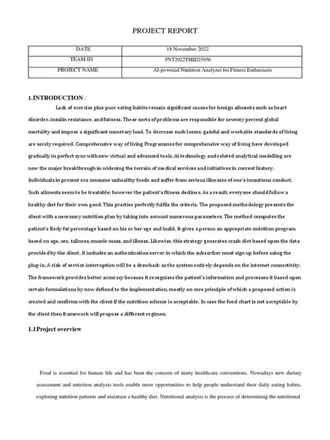 project report pdf pdf physical fitness diet nutrition