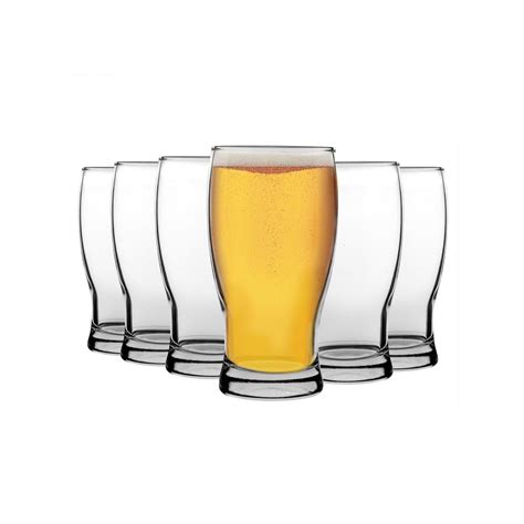 Lav 6 Piece Belek Tulip Pint Beer Glass Set Large Classic Style Bulb