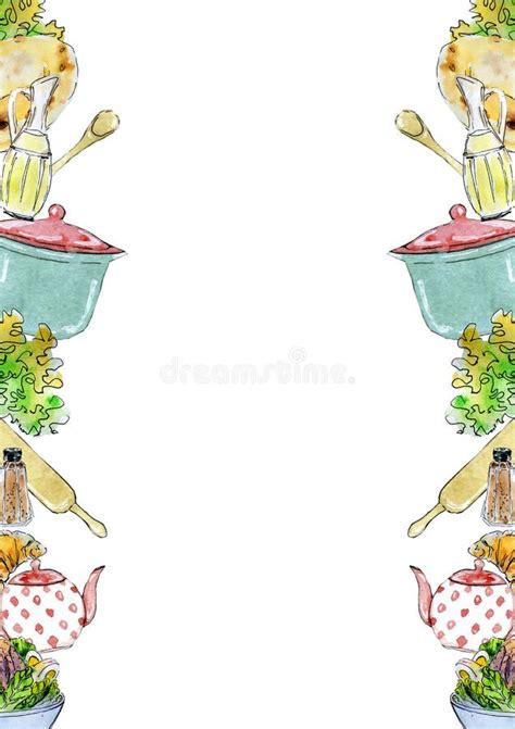 Borda Culinária Desenhada à Mão De água Ilustração Stock Ilustração