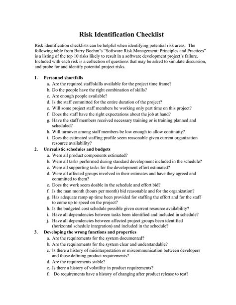 Risk Identification Checklist Doc