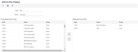 Line Item Category List