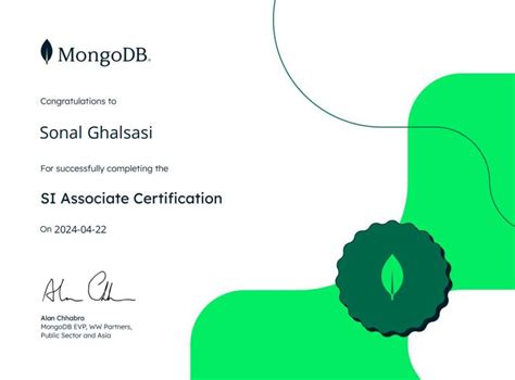 completed mongodb si associate certification sonal ghalsasi kakade