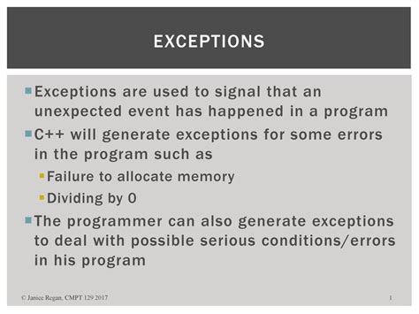 exceptions exceptions are used to signal that an unexpected event has