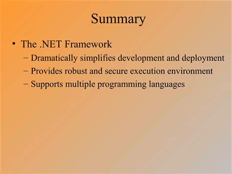 Net Framework Overview Ppt