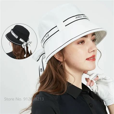 blktee 접이식 골프 버킷 모자 여성 야외 자외선 차단 낚시 사냥 모자 여성용 와이드 브림 어부용 모자 나비 넥타이