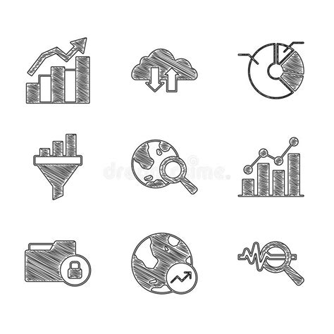 Set Search Globe Financial Growth Data Analysis Pie Chart