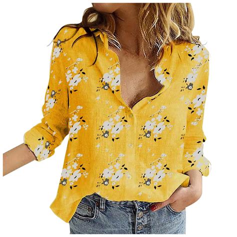 Casual Blouses For Women Fashion Long Sleeve Lapel Button Down Floral