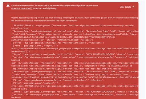 Firebase Does Not Installuninstall Extensions Authpermissiondenied Error · Issue 1445