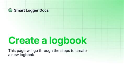 Create A Logbook Smart Logger Docs