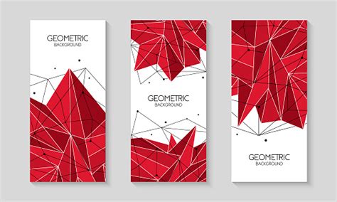 다각형 빨간색 추상 미래 템플릿 흰색 배경에 낮은 폴리 기호 벡터 선 점 및 삼각형 모양 연결 네트워크 브로셔 템플릿 표지 레이아웃 잡지 전단지 디자인 0명에 대한 스톡